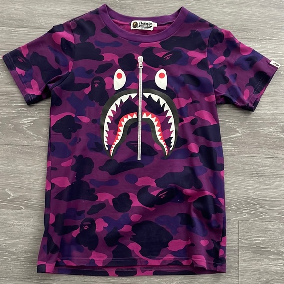 Tops | 10 Authentic Bape A Bathing Ape Camo Shark Head Shirt | Poshmark